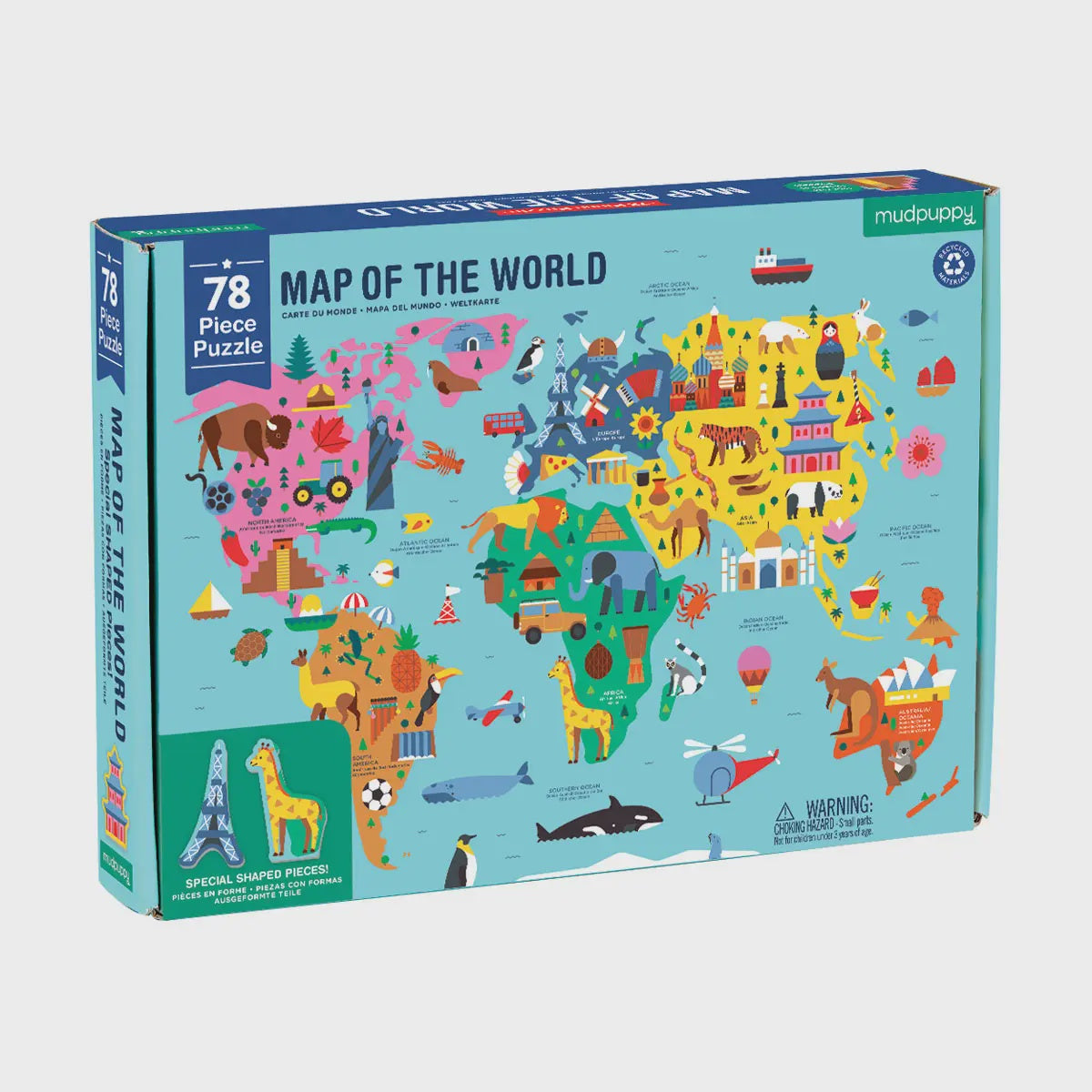 Mudpuppy 78 Pc Geography Puzzle - Map of World – Bake, Table & Tea