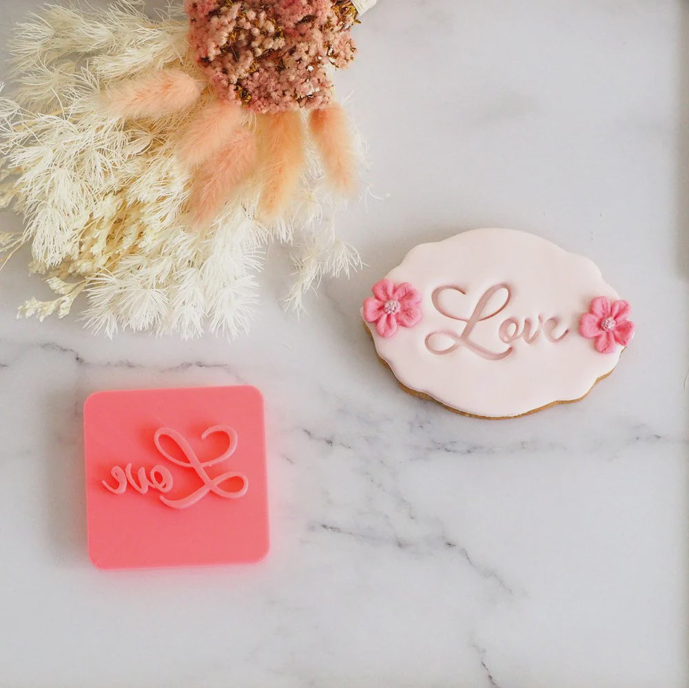 Love (Bold Script) Emboss 3D Printed Cookie Stamp – Bake, Table & Tea